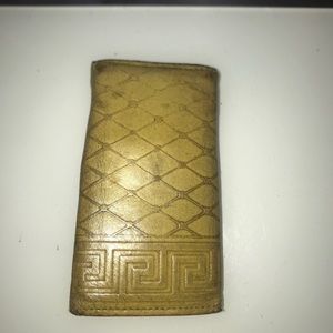 Versace | Bags | Versace Yellow And Gold Keyholder Trifold Wallet ...